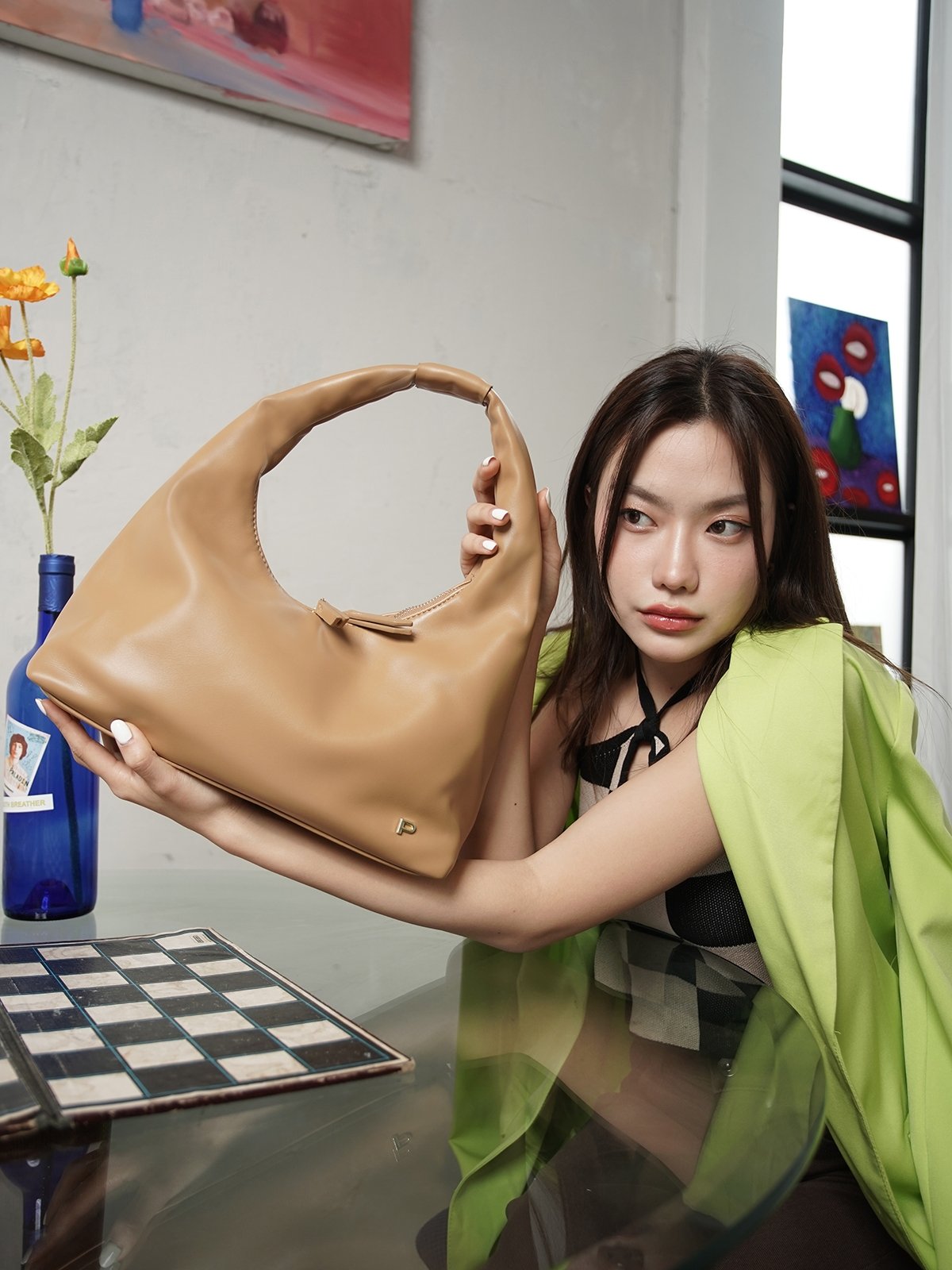 Ally Shoulder Bag - Taupe - Pomelo Fashion