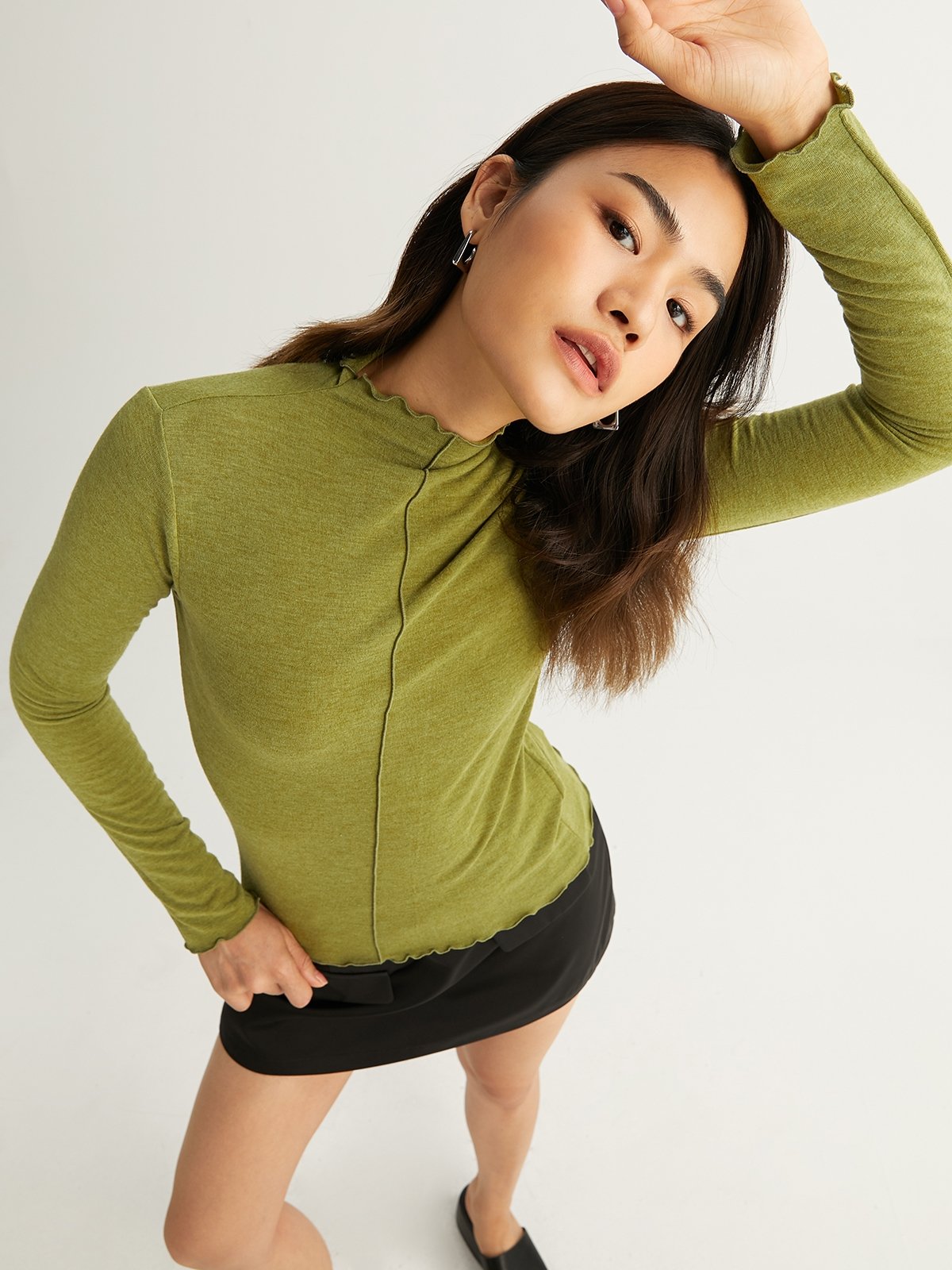 3.3 Field Trip X Merrow Edge Half Neck Top - Olive Green - Pomelo Fashion