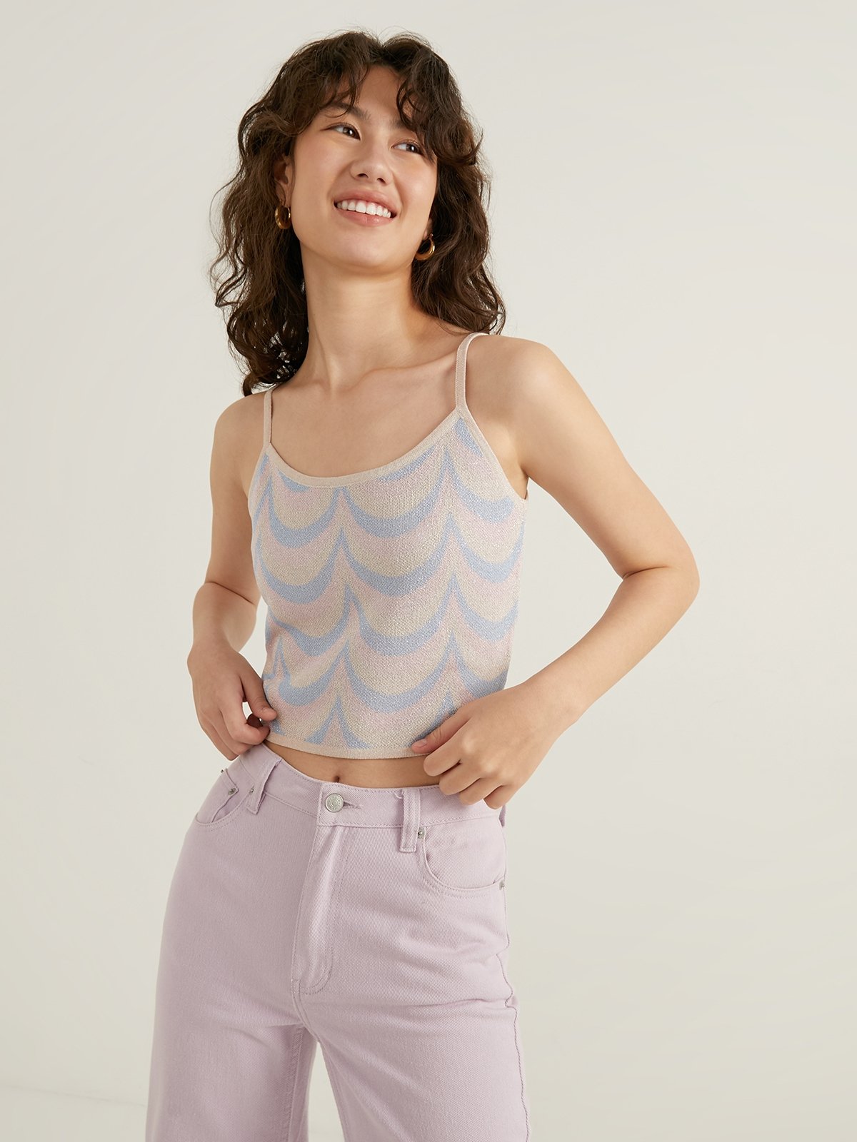 Wave Pattern Cami Top - Multi Color - Pomelo Fashion