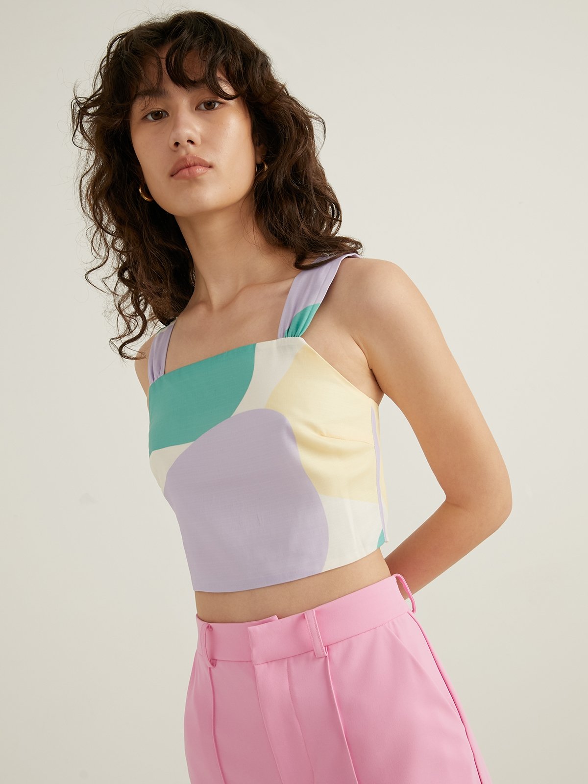 Color Mix Crop Tank - Green - Pomelo Fashion