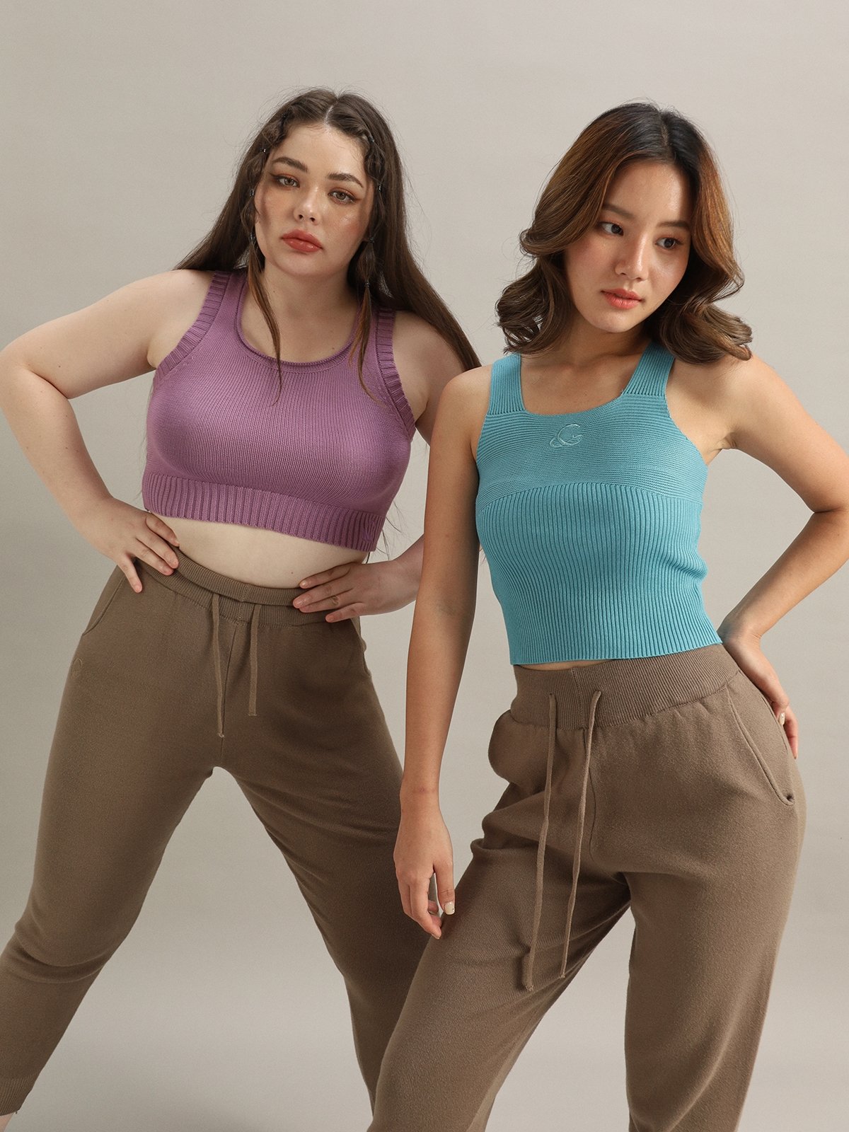 Jacky Knitted Jogger Pants - Brown - Pomelo Fashion