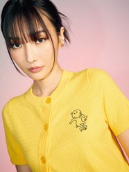 Pomelo Smiley Wrapped Knit Top Yellow Pomelo Fashion