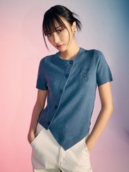 Pomelo Smiley Wrapped Knit Top Grey Pomelo Fashion