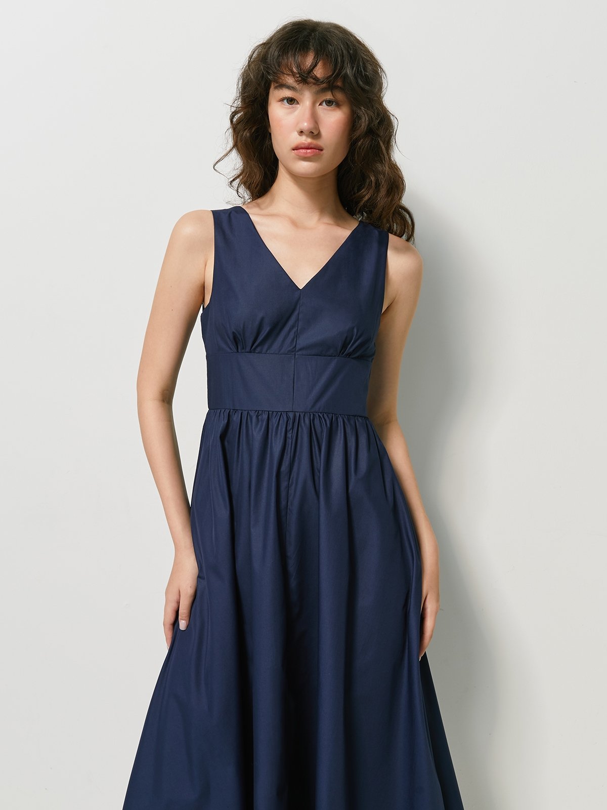 Ruched Maxi Dress - Navy - Pomelo Fashion