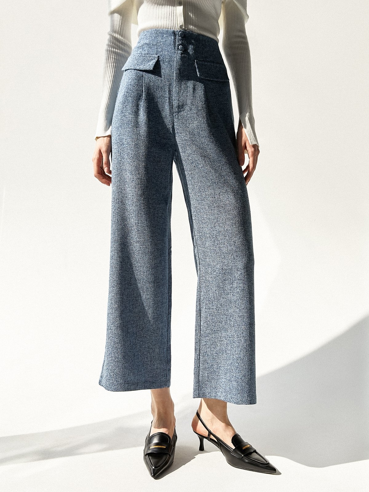 Front Pocket Pants - Blue - Pomelo Fashion