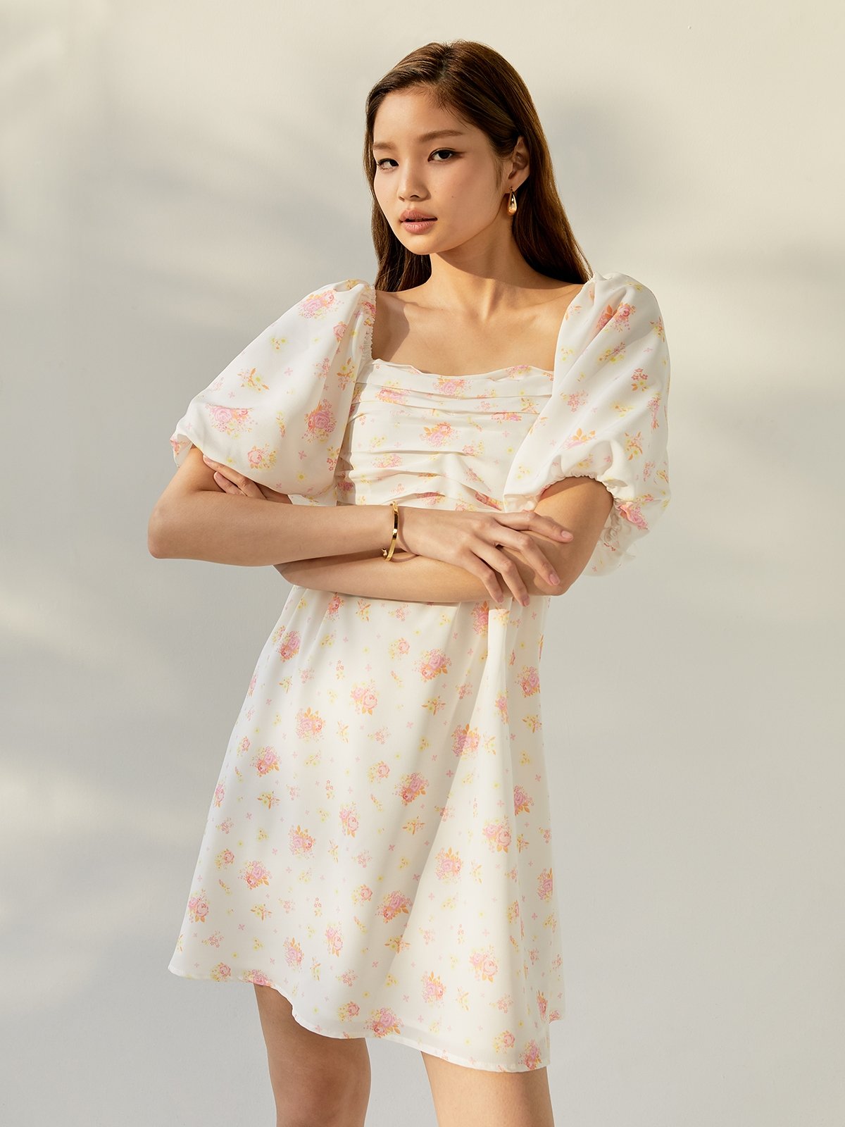 Floral Mini Dress - Multi Color - Pomelo Fashion