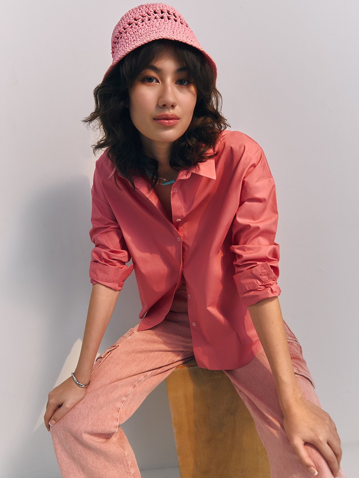 Long Sleeve Shirt - Pink - Pomelo Fashion