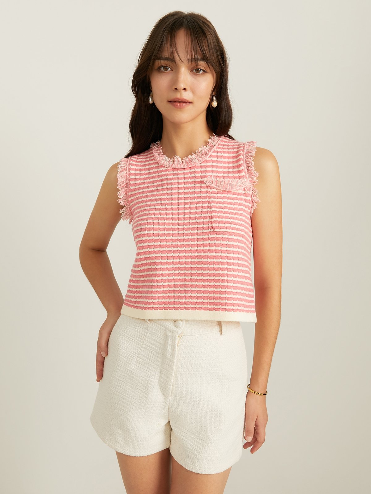 Knit Tank Top - Pink - Pomelo Fashion
