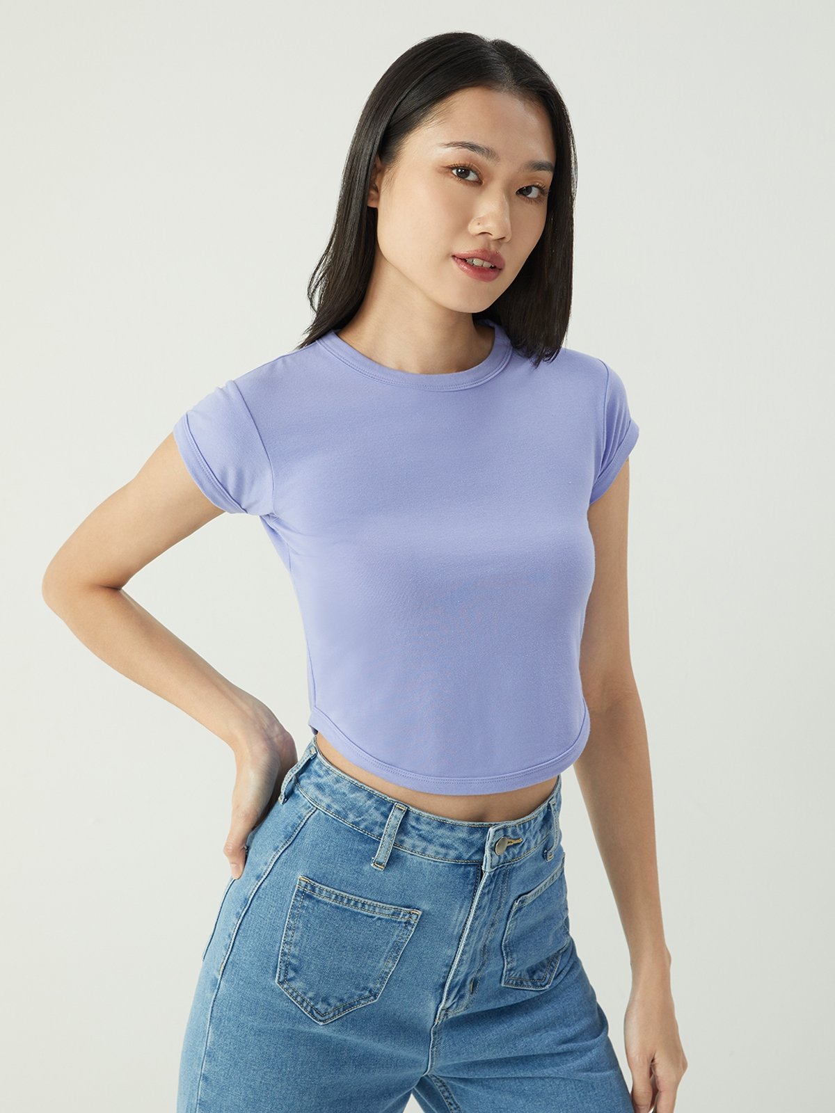Slim Fit Top - Purple - Pomelo Fashion