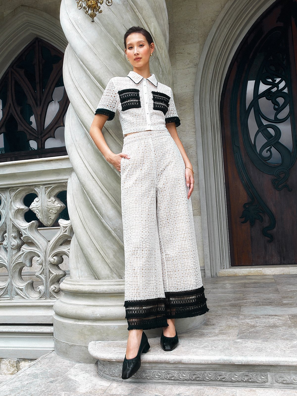 The Audrey Pants - Black/White - Pomelo Fashion