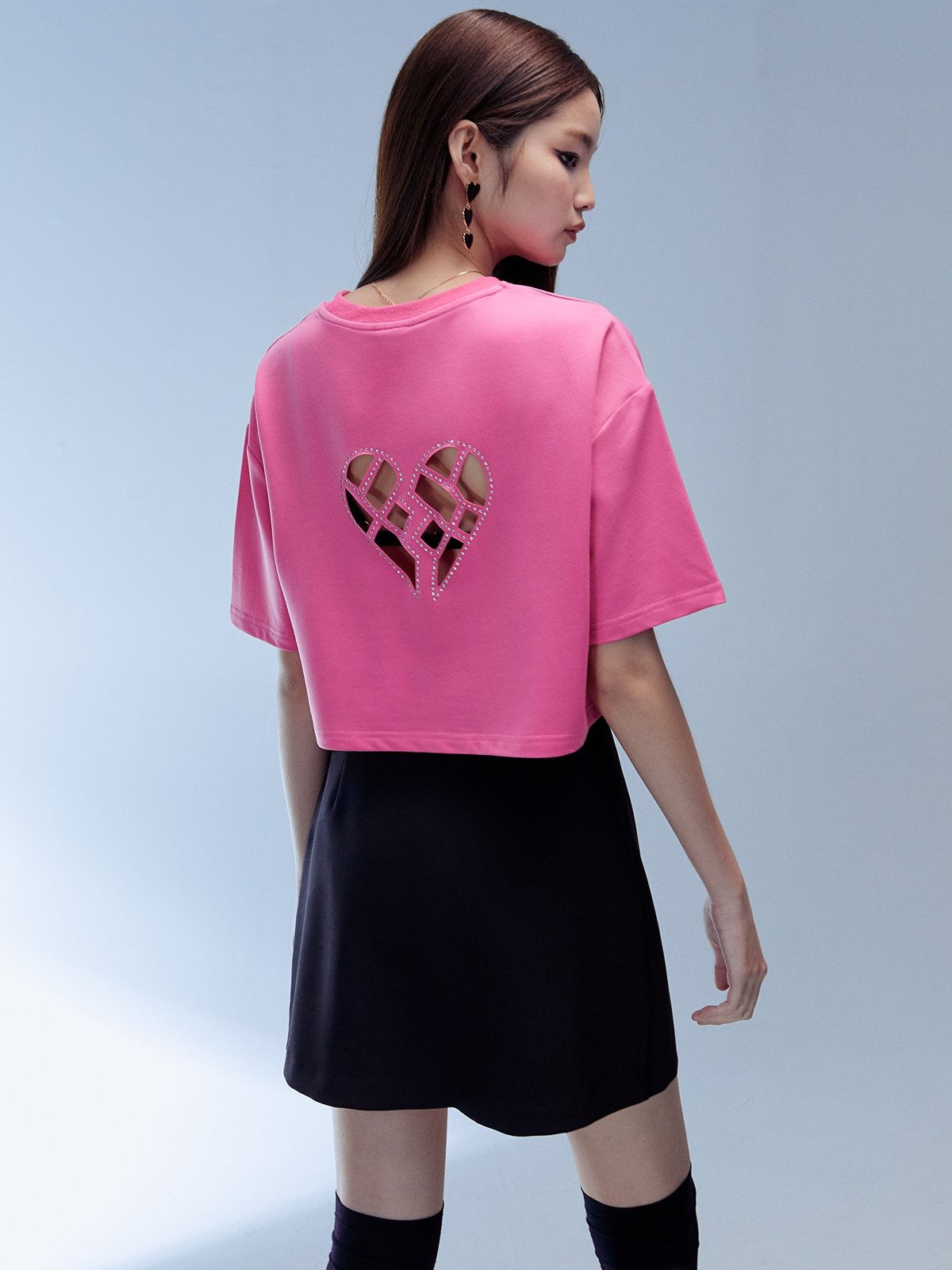 Heart Crop Top - Pink - Pomelo Fashion