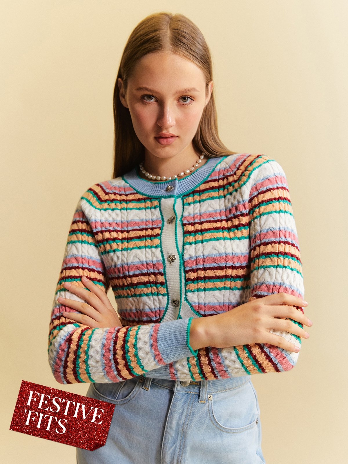 Knitted Cardigan - Multi Color - Pomelo Fashion