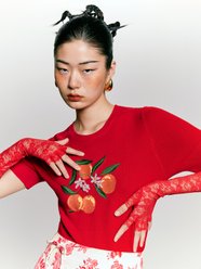 Orange Embroidered Tee Red Pomelo Fashion Orange Embroidered Tee Red Pomelo Fashion
