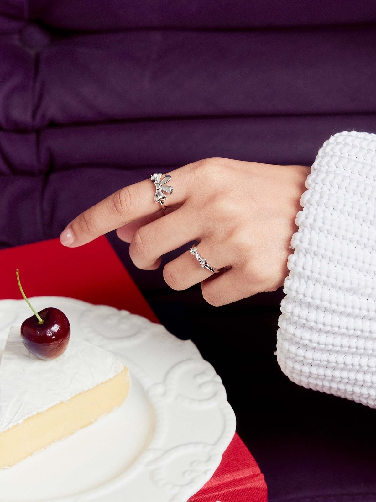 Marie Ribbon Ring Set - Silver - Pomelo Fashion