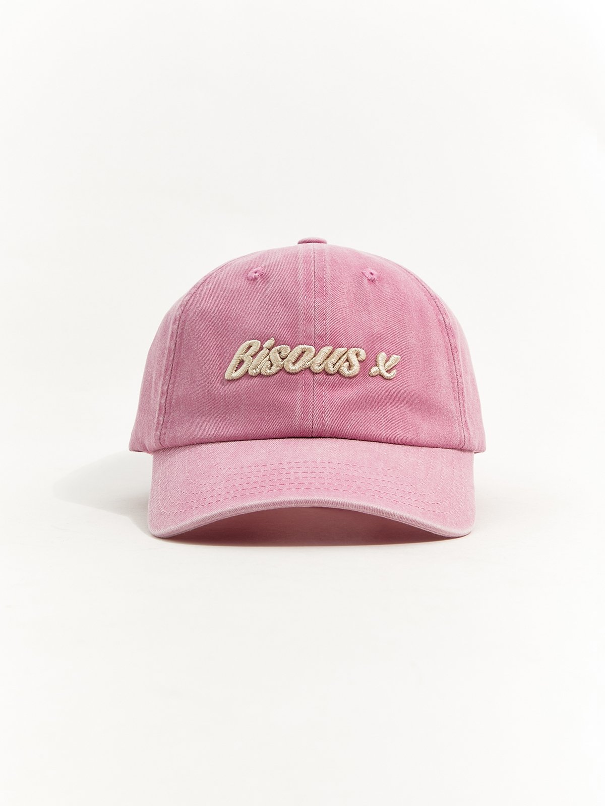 "Bisous X" Baseball Cap - Washed Pink - Pomelo Fashion