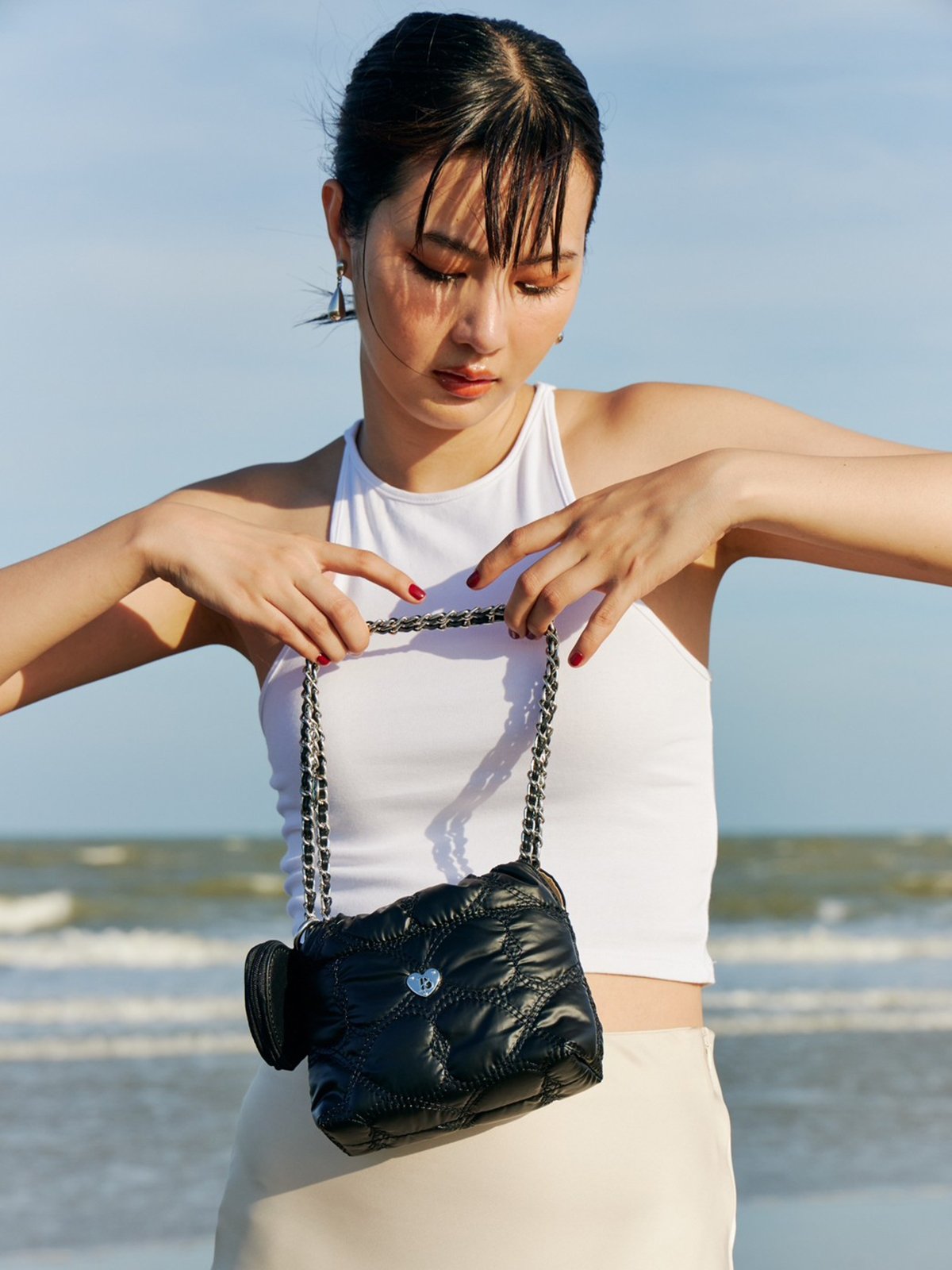 กระเป๋าสะพายรุ่น TIAMO XS Crossbody Bag - Black - Pomelo Fashion