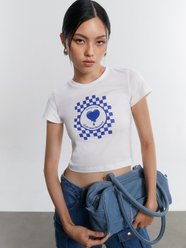 Heart Motif Printed Mini Tee White Pomelo Fashion