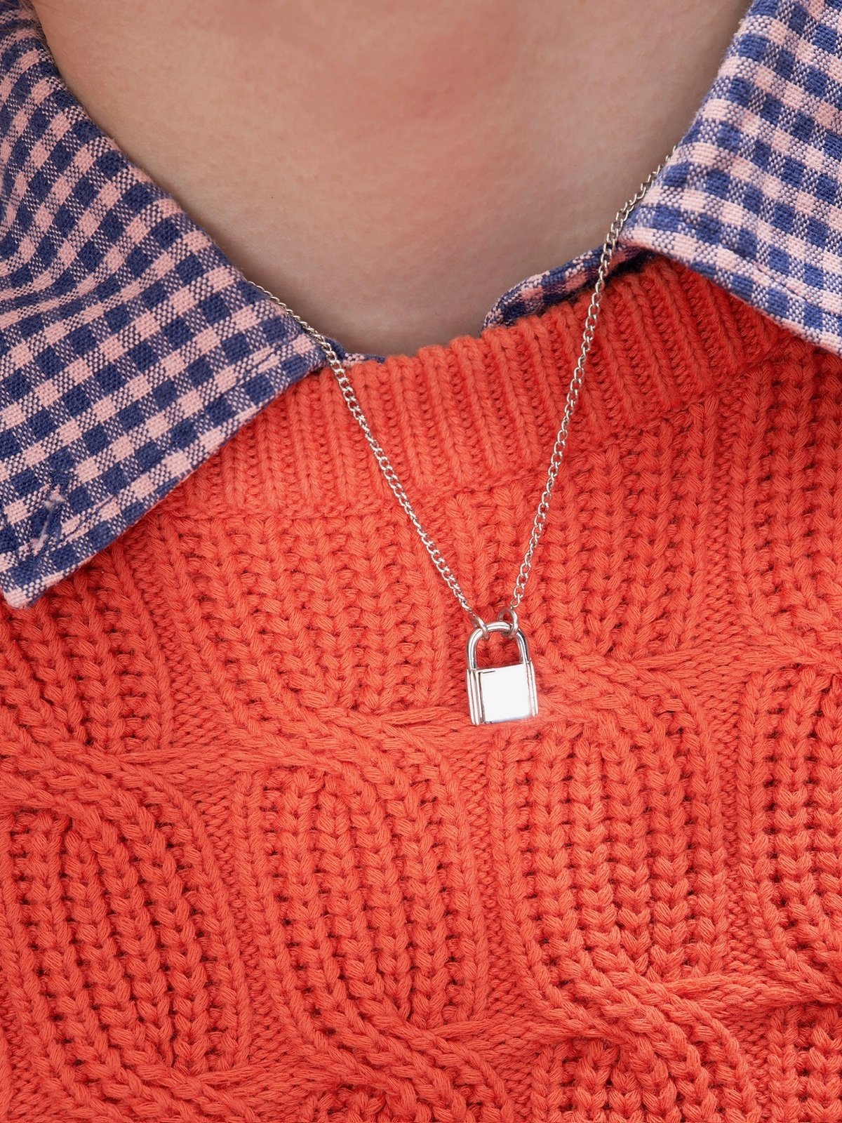 Padlock Necklace - Silver - Pomelo Fashion