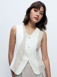 Two Tone Stripe Vest Beige Pomelo Fashion Two Tone Stripe Vest Beige Pomelo Fashion