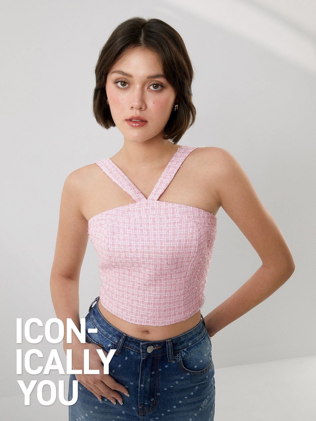 Knitted Halter Top - Pink - Pomelo Fashion