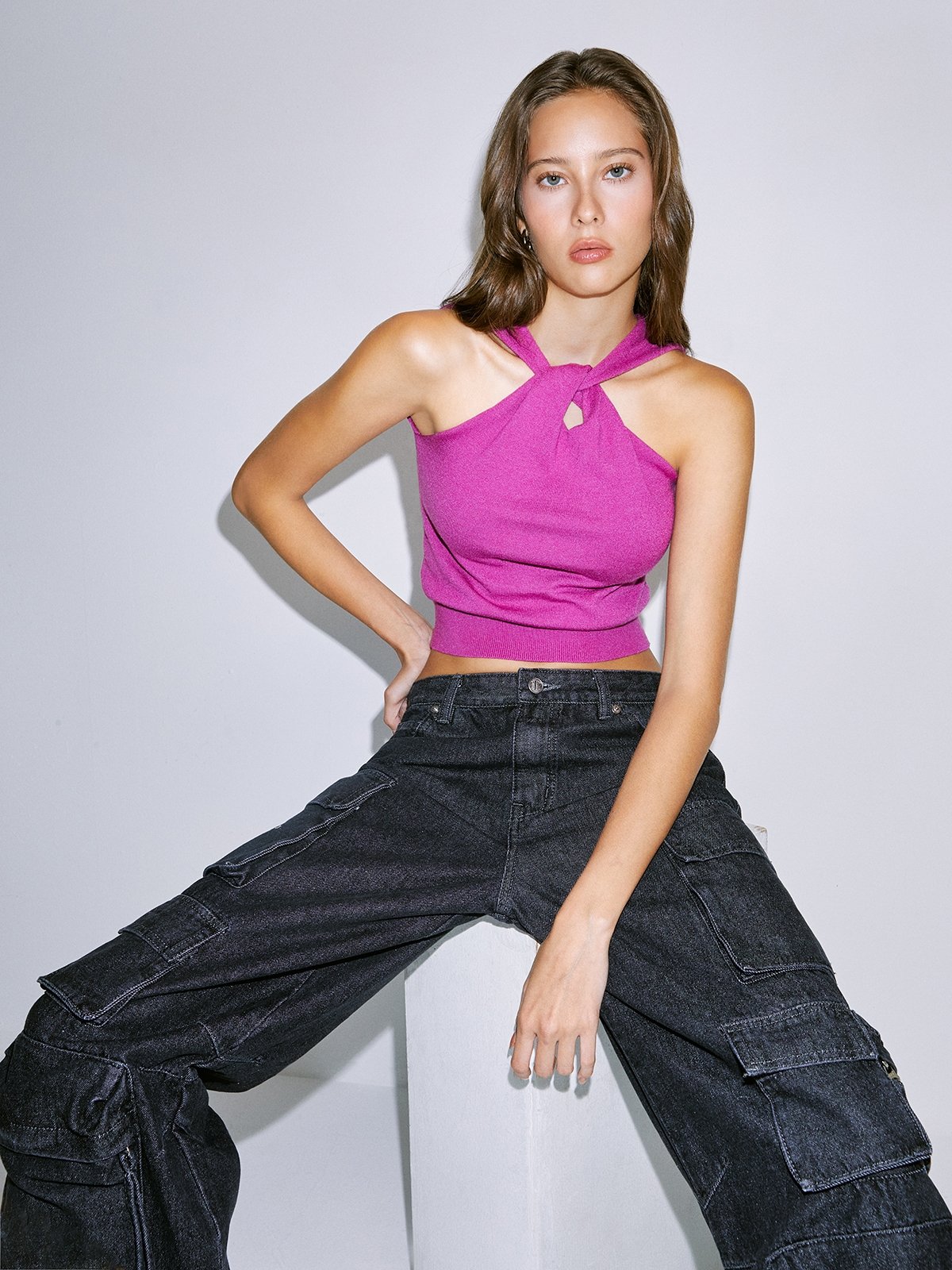 Front Wrap Design Top - Purple - Pomelo Fashion