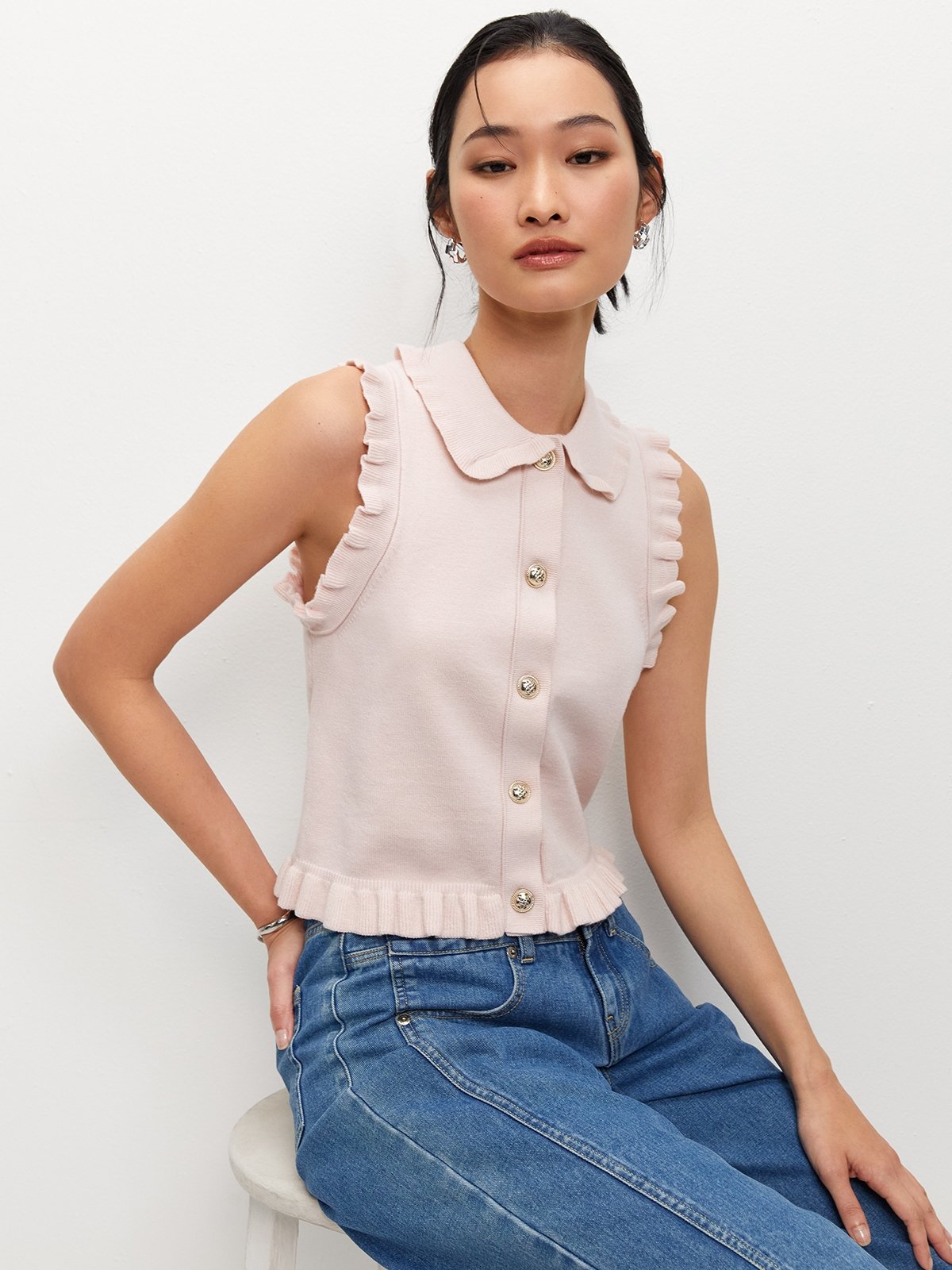 Ruffle Top - Pink - Pomelo Fashion